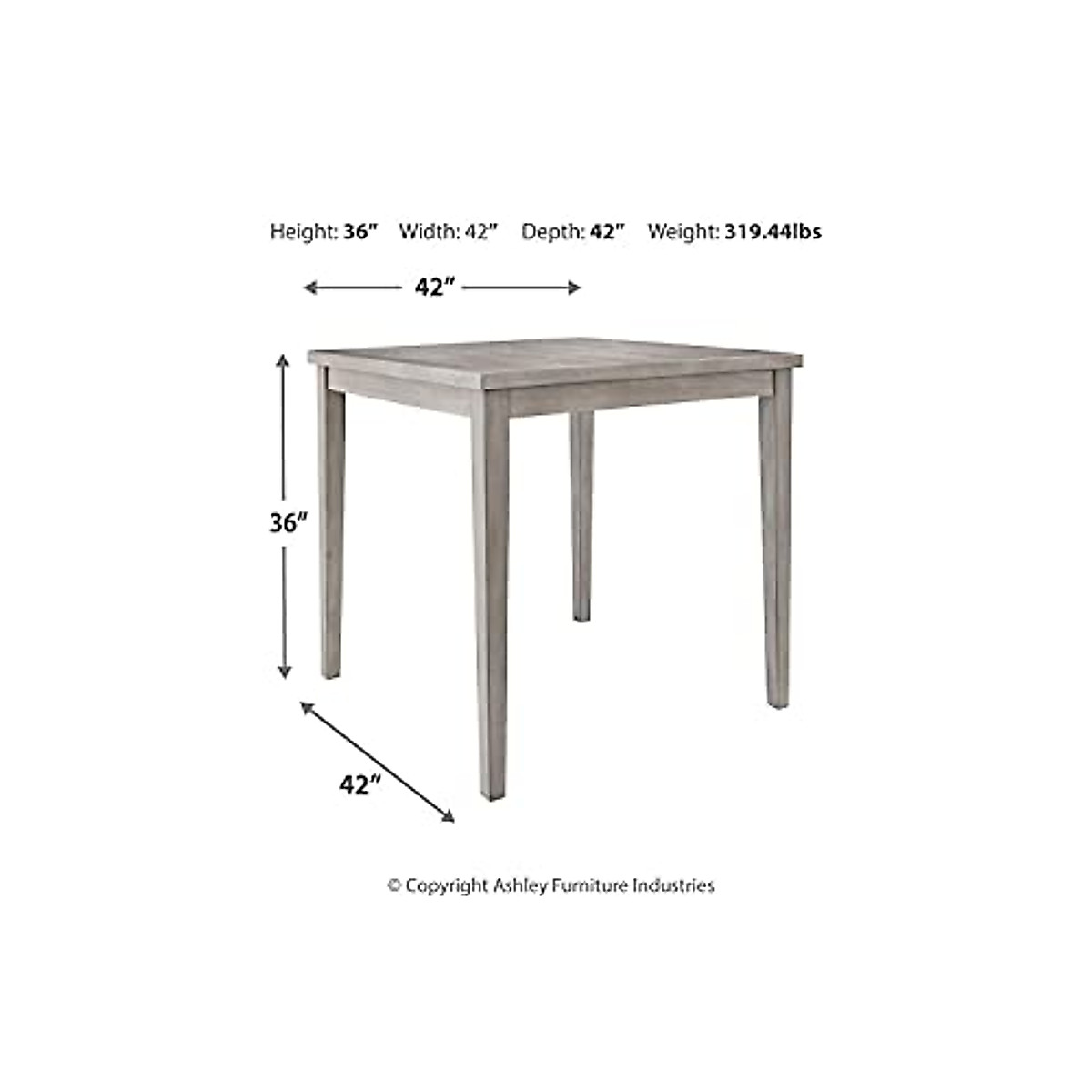 Signature Design by Ashley Parellen Modern Square Counter Height Dining Table, Gray