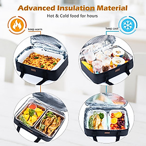 BAGSPRITE Insulated Casserole Carrier for Hot or Cold Food with Heat-resistant Mat, Casserole Dish Carrier Insulated Food Carrier, Hot Food Carrier, Foil Pan Carrier Fits 9" x 13" Baking Dish