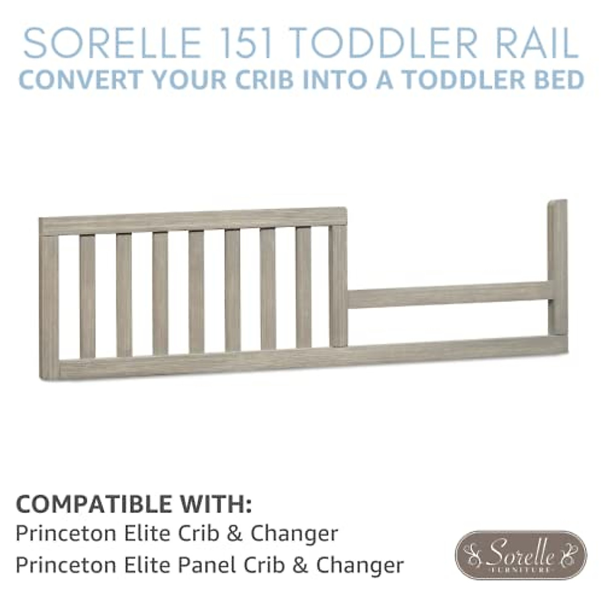Sorelle Furniture Toddler Rails and Full-Size Bed Adult Rails, Sorelle Wood Bed Rail & Crib Conversion Kit, Converts Sorelle Furniture Crib to Toddler Bed and Full-Size Bed, # 151 - Weathered Gray