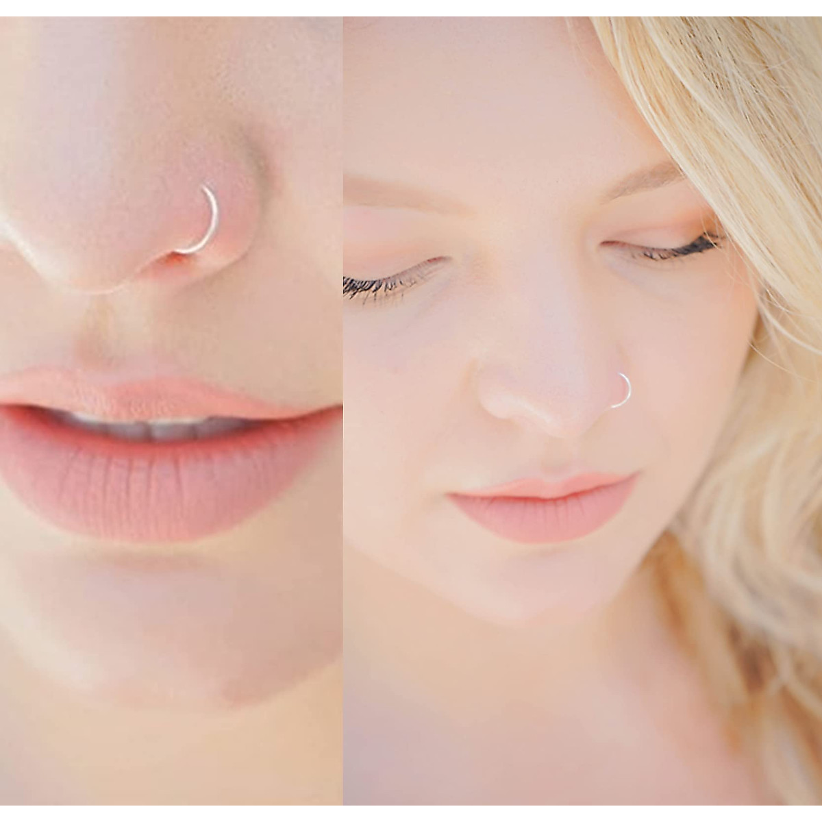 Yaalozei 22G Nose Rings Hoops Piercing Jewelry Women Stainless Surgical Steel Captive Bead Septum Nose Eyebrow Lip Smiley Rings Tragus Cartilage Helix Rook Daith Earring Hoop Piercing Jewelry Men 8mm