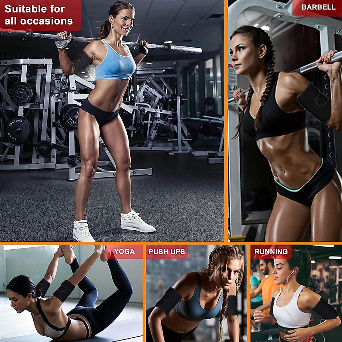 Arm Sleeve Upper Arm Trimmer, Biceps Compression Support Brace Adjustable Strap Arm Support, Sweat Arm Shaper Wrap Band for and Sports Workout