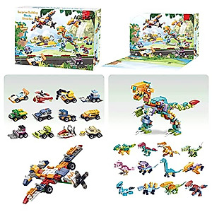 PANW Christmas Advent Calendar Building Toy Set，24 Days Racing Car Dinosaur Construction Kit, Mystery Box Advent Calendars Surprise Christmas Bricks Gifts for Kids Boys Girls Compatible with Lego (400+Pcs)