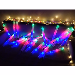 ColorHome Glow Sticks Bulk - 24 Pcs LED Foam Sticks Glow Batons with 3 Modes Flashing Effect, Glow in The Dark Party Supplies for Party Wedding Birthday Concert Halloween Christmas