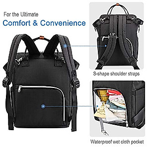 Lekebaby Diaper Bag Backpack, Large Capacity Diaper Backpack with Changing Pad for Mom and Baby, Arrow Print, Black