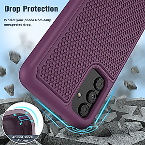 BNIUT for Samsung Galaxy A13 5G Case: Dual Layer Protective Heavy Duty Cell Phone Cover Shockproof Rugged with Non Slip Textured Back - Military Protection Bumper Tough - 6.5inch (Burgundy Purple)