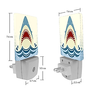 EVANLinsim Shark Night Light Plug in Set of 2, 0.5 W Led Night Lights for Kids Adults Boys Girls Babies, Auto Senor Dusk to Dawn for Reading Bathroom Bedroom Nursery Decorative