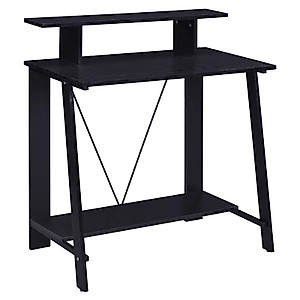 Acme Nypho Wooden 2 Shelves Writing Desk with Metal Frame in Black