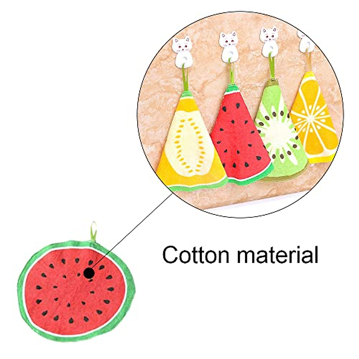 YEEKIDAIJ 4 Pcs Hanging Fruit Hand Towel Soft Hand Dry Towel Absorbent Washcloth with Hanging Loop for Kitchen Bathroom Use