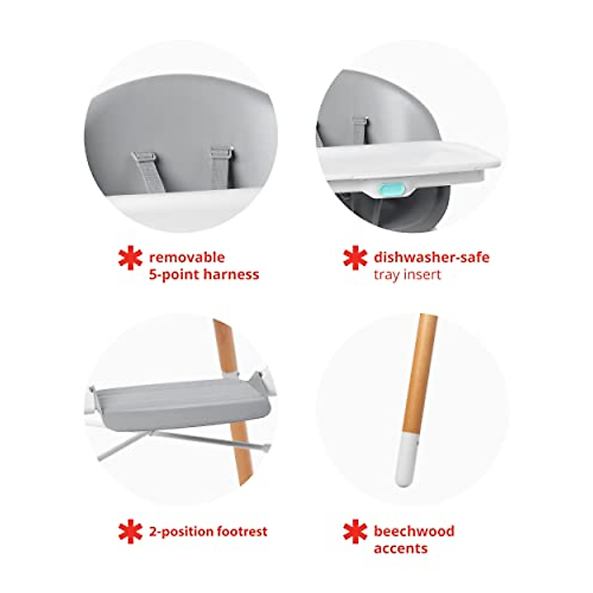 Skip Hop Baby High Chair 4 in 1 Convertible High Chair, EON, Slate Blue