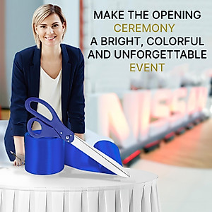 Large Grand Opening Ceremony Kit – 25 Inch Giant Scissors Blue with Blue Ribbon for Inauguration and Ceremony Ceremonial Scissors for Ribbon Cutting Grand Opening Ribbon and Scissor for Special Event