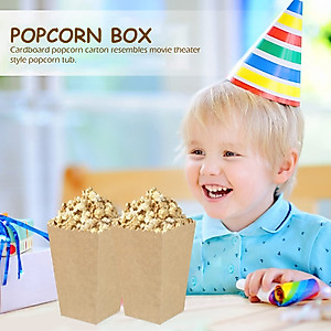 ABOOFAN 50pcs Paper Popcorn Boxes Popcorn Bags Kraft, 5.35 Inches Tall Open-top Paper Popcorn Holder Cardboard Popcorn Containers for Movie Night, Wedding Birthday Party