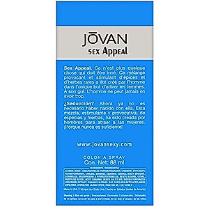 Jovan Sex Appeal for Men Cologne Spray, 3 Fl Oz