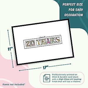 L&O Goods 20th Birthday, Anniversary and Graduation Decorations | Signature Board for Party | Party Supplies, Guest Book, Or Card Alternative | Poster Size 11x17 | 20 Years Poster - (Unframed)