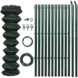 Chain Link Fence with Posts Steel,Safety Fence Garden, Fence Garden Netting Chain Link Fence with Posts Steel Outdoor Residential Fencing for Yard Garden Farm, Transport 59.1" x 590.6" Green