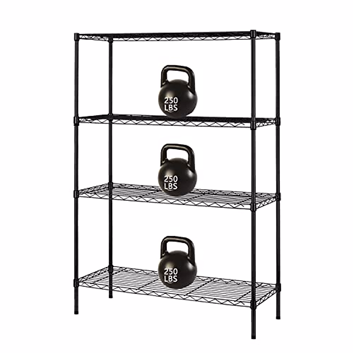 Storage Shelves, 4 shelf Storage Rack Adjustable 37"W x 14"D x 55"H NSF Certified Metal Shelves for Storage 1000Lbs Capacity Wire Shelving Heavy Duty for Kitchen Garage Shop Wire Rack Shelving, Black