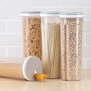 Vepoty Spaghetti Storage Jars, Airtight Food Storage Containers with Lids for Canning Cereal Pasta Noodles Flour