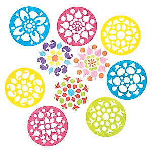 Baker Ross FE763 Rangoli Stencils - Pack of 8, Washable Stencils for Kids to Decorate Cards, Pictures, Painting and Printing Projects