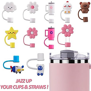 Stanley Cup Accessories Set Including 1Pcs Stanley Carrier Bag, 10 Pcs Straw Cover Cap,Silicone Spill Proof Stopper, 2 Pcs Silicone Boot for 30/40oz Adventure Quencher & Flowstate Tumbler with Handle