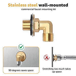 Aomitop 1/2 IPS and G1/2 Faucet Installation kit for Wall Mount Commercial Faucet,backsplash Mount Set