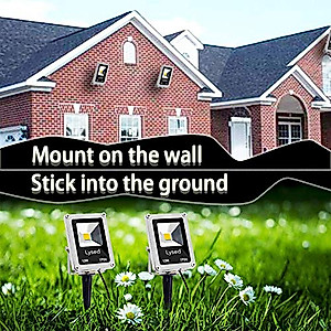 Lysed 10W Low Voltage LED Landscape Lights, Bowfishing Lights Warm White 12V Spotlights for Garden Pathway, Yard, Lawn, Wall, Trees Lighting, Outdoor Spotlight with Spike Stand(10 Pack)