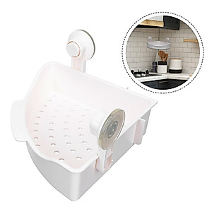 Amosfun 1 Set Storage Stand Suction Toilet Storage Rack Punch- Toiletries Holder Bathing Shelf Metal Storage Shelf Bathroom Shower Corner Shelf White Plastic Sucker Tripod