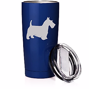 Smooth Body Tumbler Stainless Steel Vacuum Insulated Travel Mug Cup Gift Scottie Scottish Terrier (Blue, 20 oz)