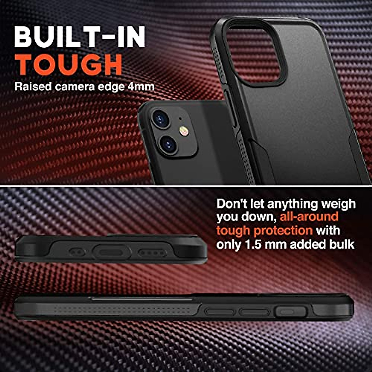 NTG 【𝟮𝟬𝟮𝟮 𝗡𝗲𝘄】 [1st Generation] Designed for iPhone 11 Case, Heavy-Duty Tough Rugged Lightweight Slim Shockproof Protective Case for iPhone 11 6.1 Inch, Black