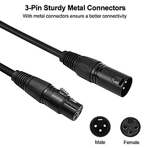 Eyeshot 3.2ft / 1m DMX Cable, 8PCS 3 Pin DMX Cables DMX Wires, DMX512 XLR Male to Female Stage Light Signal Cable with Metal Connectors, Connection for Stage & DJ Lighting fixtures