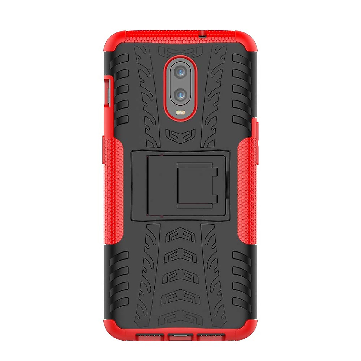 Phone Case for Oneplus 7 6T with Tempered Glass Screen Protector Cover and Stand Hard Rugged Hybrid Cell Accessories Oneplus6T A6013 Oneplus7 GM1900 One Plus6T 1+ Plus7 1 Plus 1plus Cases Black Red