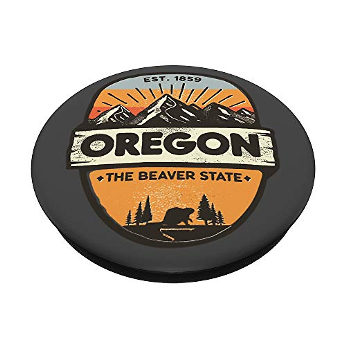 Oregon The Beaver State Vintage Retro Mountain Badge Design PopSockets PopGrip: Swappable Grip for Phones & Tablets