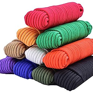SMART&CASUAL 150 ft 1/5 inch (5mm) Nylon Poly Rope Flag Pole Polypropylene Clothes Line Camping Utility Good for Tie Pull Swing Climb Knot ((45.8M) 150ft, White)