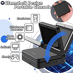 CredevZone V90 Handheld Game Console 3 inch Retro Clamshell Games Consoles Built-in Rechargeable Battery Portable Style Flip Hand Held Game Video Consoles System Black 64GB