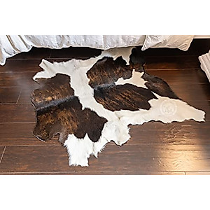 Genuine Calfskin Tricolor Exotic Calf Hide Cow Skin Cowhide Rug Leather Area Rug 3 x 3 ft.