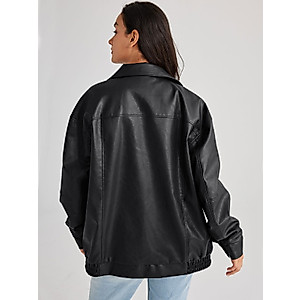 Trendy Queen Women's Leather Jackets Oversized Faux Motorcycle Plus Size Moto Biker Coat Fall Outfits Fashion Clothes 2024