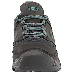 KEEN Women's Ridge Flex Low Height Waterproof Hiking Boots, Raven/Porcelain, 8.5