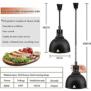 LINKANRUO Food Heat Lamp for Restaurant Hanging Heat Lamp Food Warmer Pendant for Restaurant Heating Lamp Buffet Heat Lamp for Food Warming,Restaurant Supplies or Home Use Food Service,Black-4pack Lam