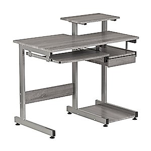 Techni Mobili Complete Computer Workstation Desk, Gray, 37.75" W x 22" D x 35" H