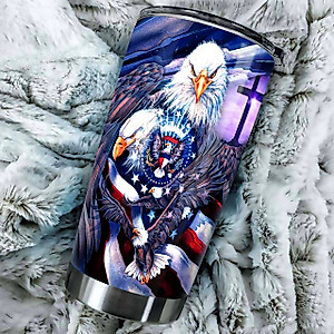 Personalized Tumbler American Eagle Patriotic Custom Name Tumbler 20 Oz 30 Oz Birthday Present Gift for Men Women ZDT6466