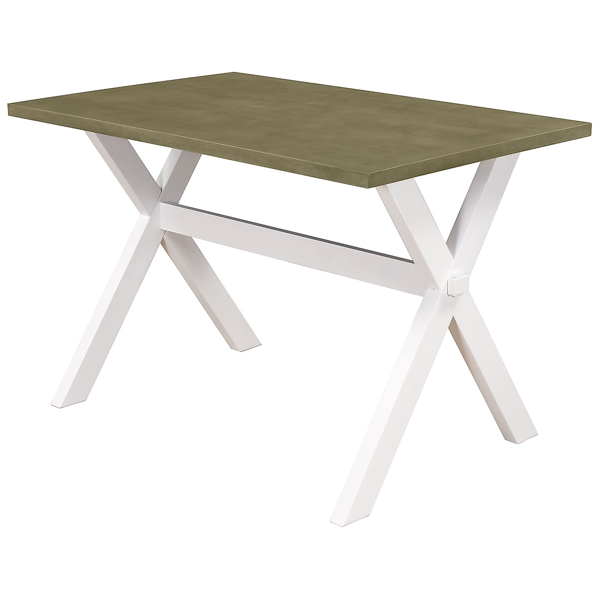 TARTOP 45.5 Inches Rustic Farmhouse, Wood Kitchen Room X-Shape Legs, Rectangle 4-6, Easy to Assemble, Gray Green+_White, Round Extendable Dining Table, Espresso