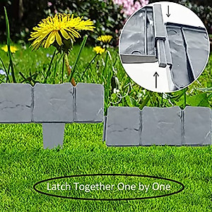 PFCDZDU Garden Landscape Edging Borders No Dig, 20 PCS Plastic Lawn Fence, Interlocking Imitation Stone Edge for DIY Outdoor Patio Balcony Yard ( Color : Gray , Size : 10pcs )