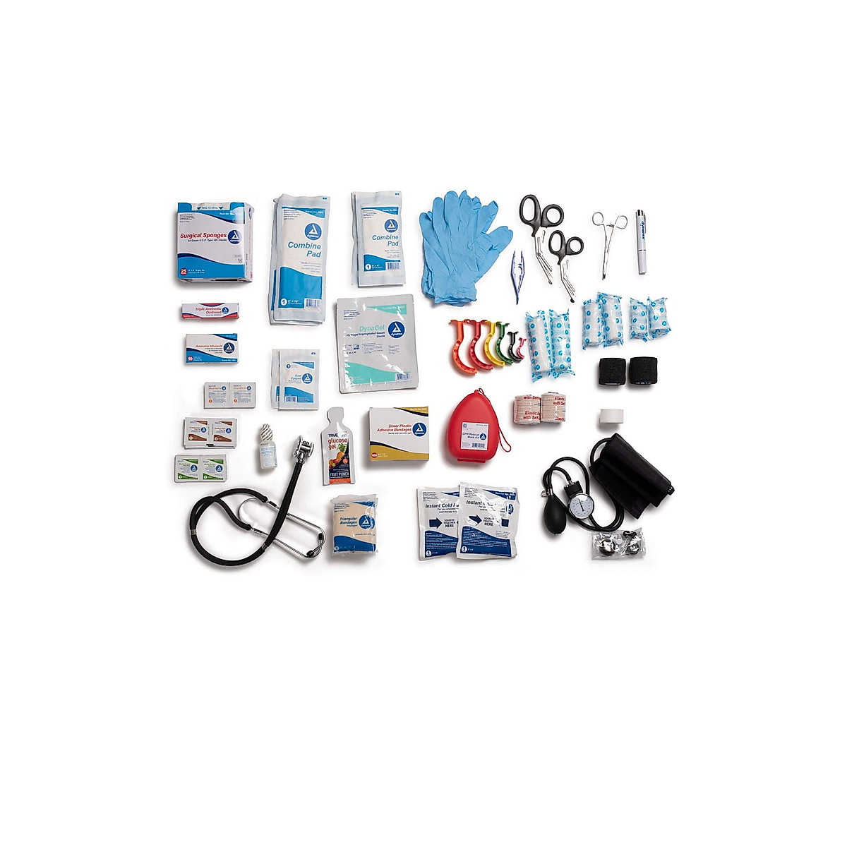 Scherber First Responder Fully-Stocked Professional Essentials EMT/EMS Trauma Kit | HSA/FSA Approved | Reflective Bag w/8 Zippered Pockets & Compartments & 200+ First Aid Supplies - Orange