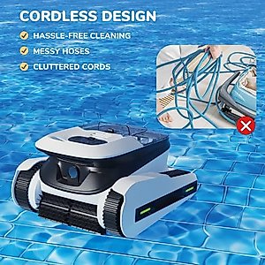 Seauto Seal SE Robotic Pool Vacuum-Intelligent Path Planning Automatic Pool Cleaner, Working Time Up to 2-2.5 Hours Cordless Pool Vacuum, Suitable for Walls and Floors of 2150 Square Feet Pool