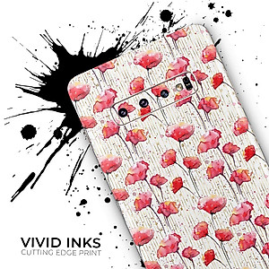 DesignSkinz Karamfila Watercolo Poppies V14 Protective Vinyl Decal Wrap Skin Cover Compatible with The Samsung Galaxy S20 (Screen Trim & Back Glass Skin)
