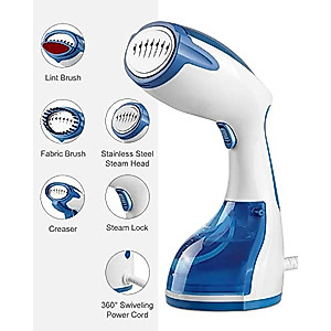 Steamer for Clothes, 1200 Watts Portable Handheld Garment Fabric Wrinkles Remover, Auto-Off, 30-Second Fast Heat-up, 260ml Large Detachable Water Tank