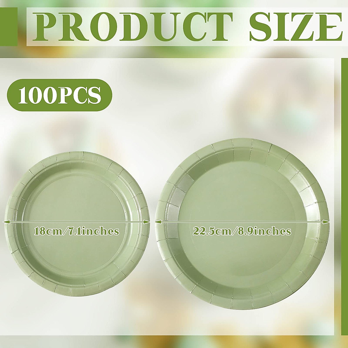 Roshtia 100 Pcs Sage Green Disposable Plates Green Paper Plates Disposable Dessert Plates Bulk 7 Inch 9 Inch Disposable Paper Plates Set Decoration for Wedding Engagement Bridal Shower