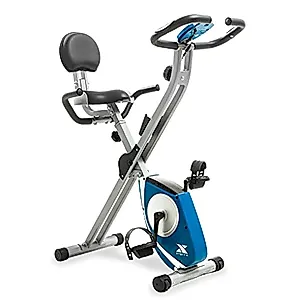 XTERRA Fitness Folding Exercise Bike, 225 LB Weight Capacity, Cordless, Battery Powered with Solid X-Frame Folding Design, Padded Seat and Handlebars, Adjustable Foot Straps, 8 Levels of Resistance