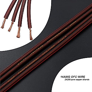 JORZOR Audiophile Hi-Fi 14 Gauge OFC Speaker Cable with RCA Male (Black & Red) to 2 Bananas Plugs, 2 pack/1pair, (1M(3.3FT), 1 Pair(RCA to 2 Banana))