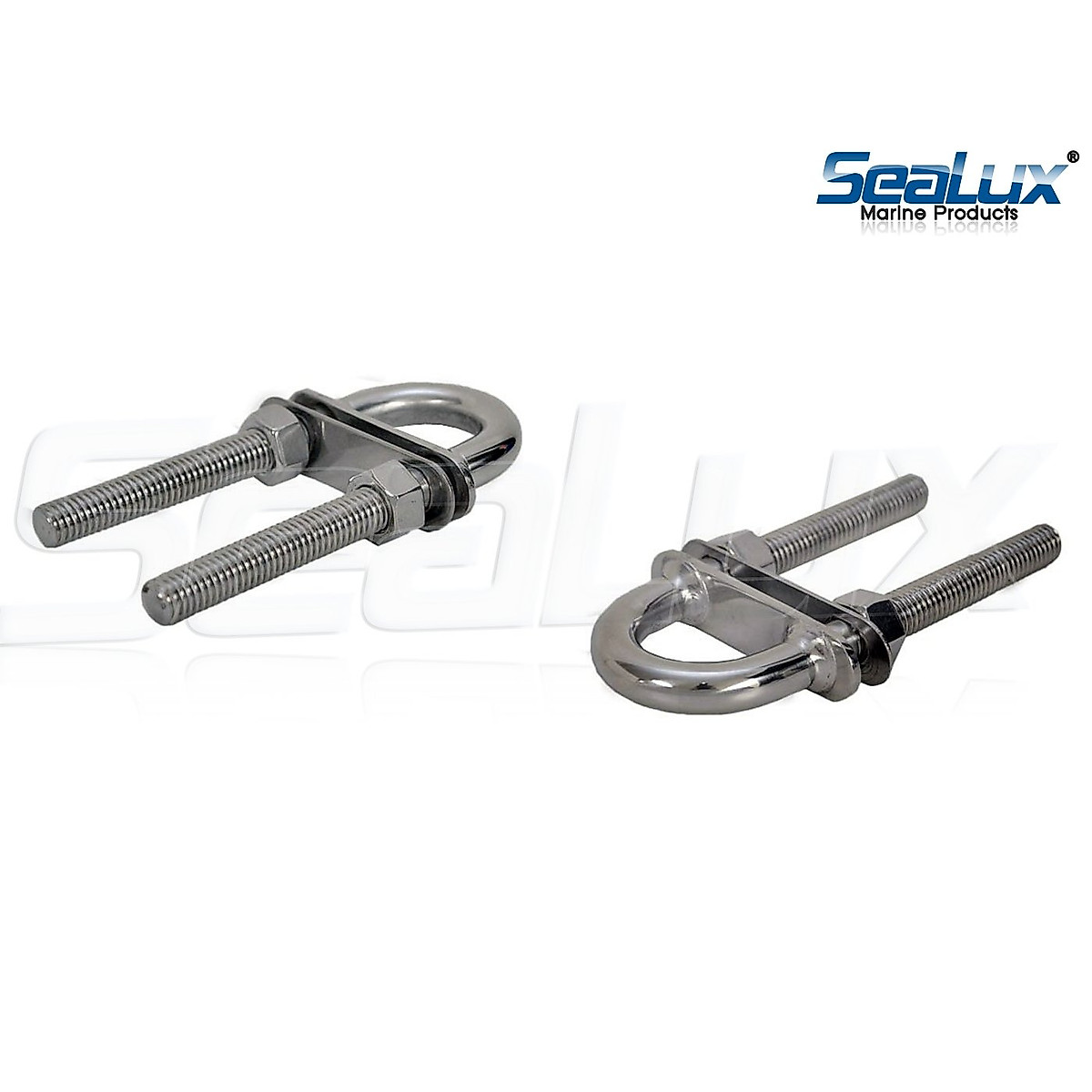 SeaLux Marine 3/8" Stock Fixed Welding Plate Bow Eye Stern Eye U-Bolt 5" Length with 3-1/2" Stud Length
