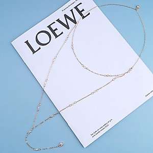 Andelaisi Boho Layered Rhinestone Back Necklaces Long Crystal Backdrop Necklaces Gold Cz Back Chain Necklace Vintage Crystal Body Chain Necklace Summer Body Jewelry for Women