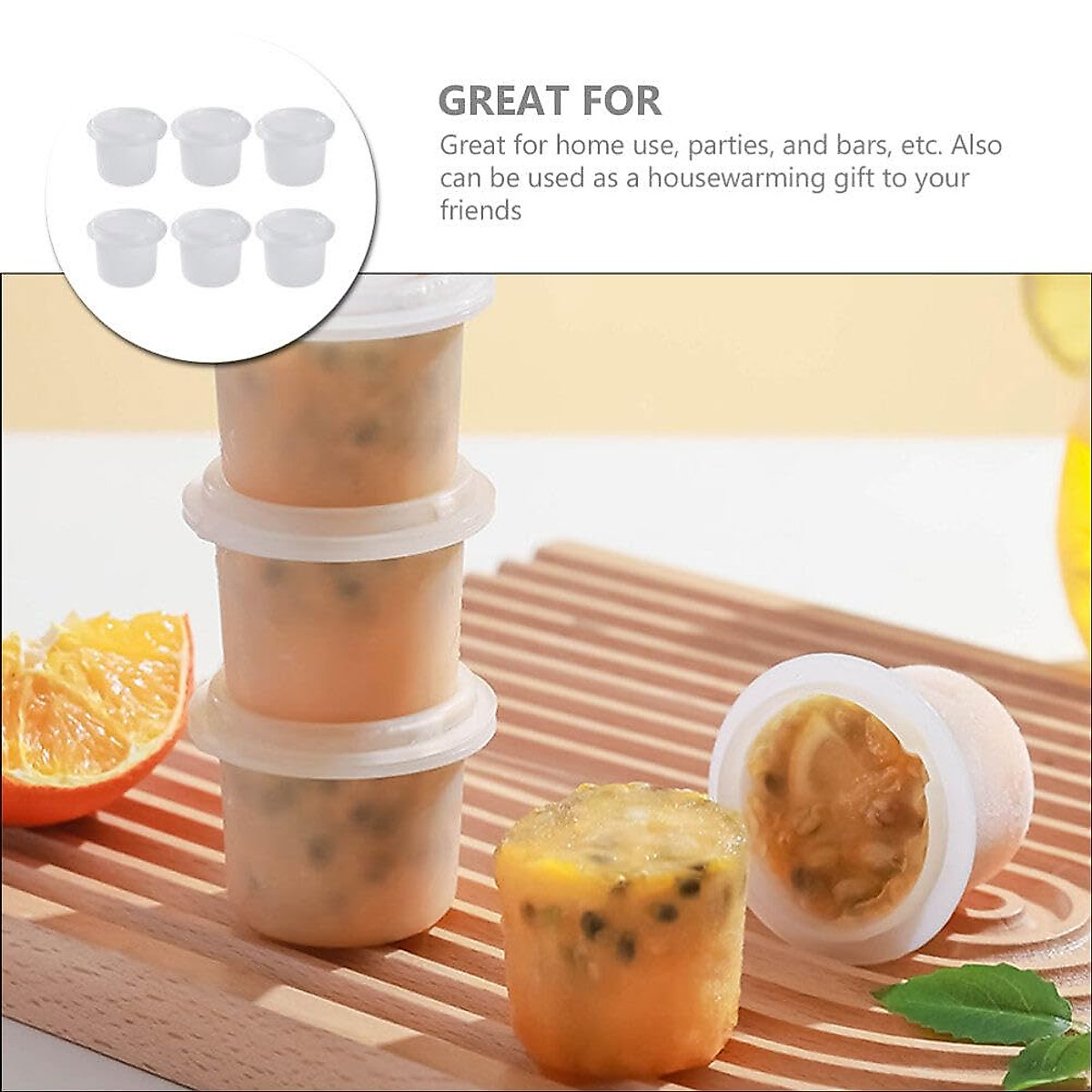 Kichvoe 6pcs Plastic Ice Bucket Ice Making Cup Reusable Shaved Ice Molds Ice Bowl Containers Mold Snow Cone Machine Refillable Making Model with Lid-2.1 * 1.7Inch